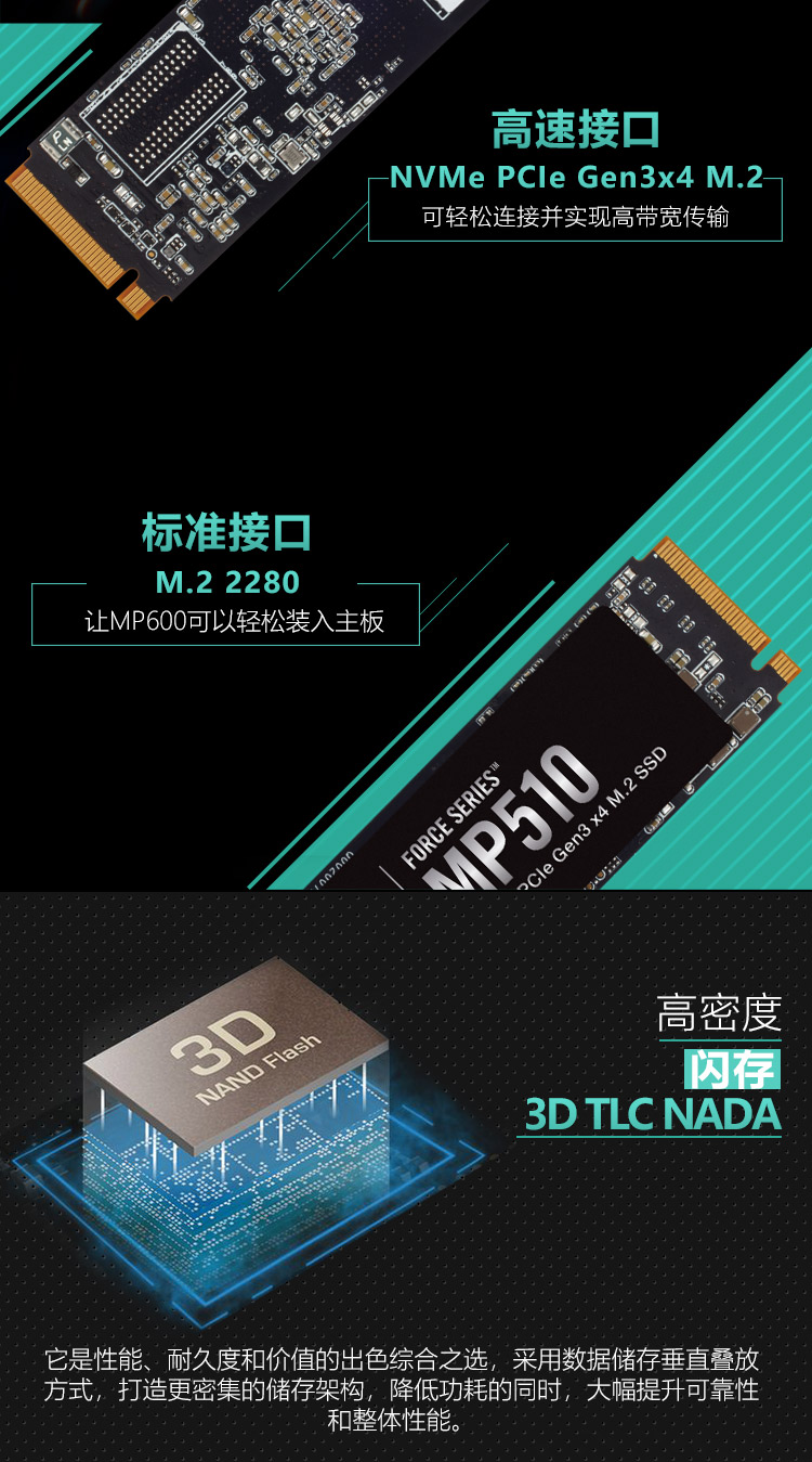 美商海盗船 SSD固态硬盘 M.2接口(NVMe协议) Force MP510 五年质保_品牌与产品_北京盟创科技有限公司